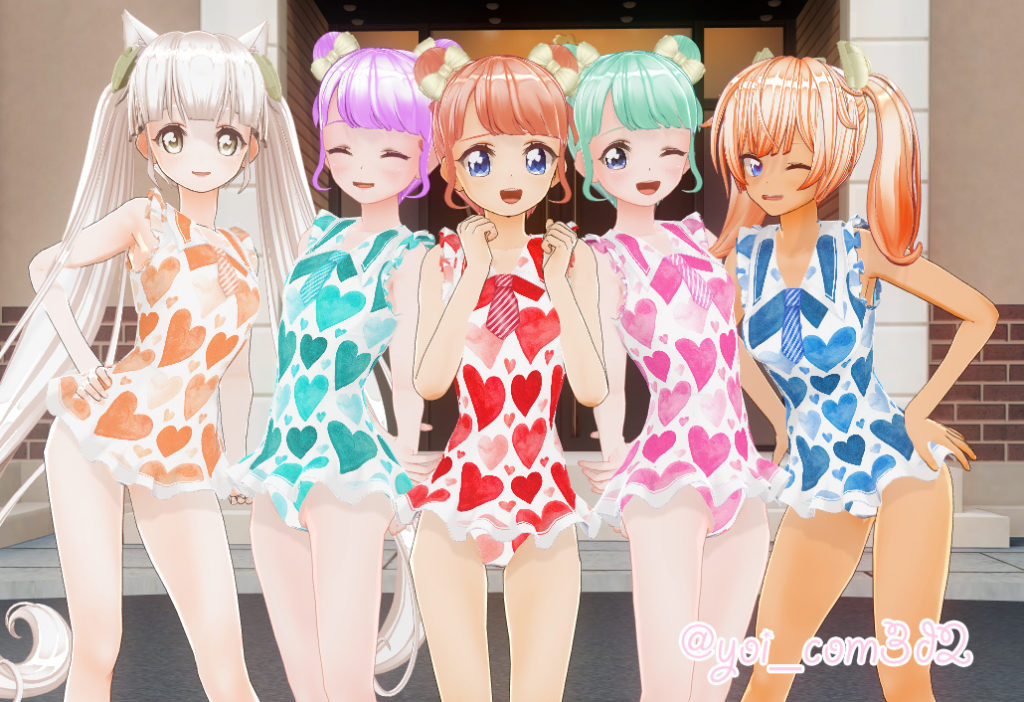 【COM3D2】ぱらしゃん青水着・ハート柄mod - fluffmore